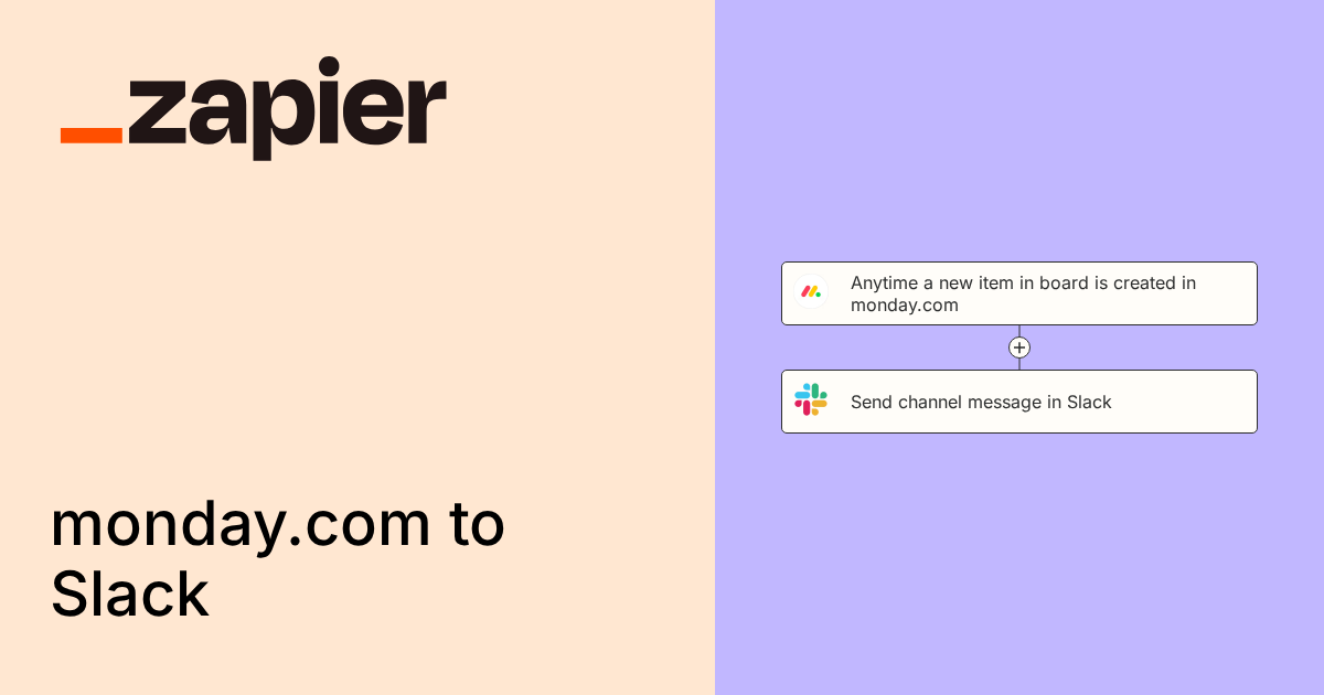 Anytime a new item in board is created in monday.com, send channel message in Slack. | Zapier
