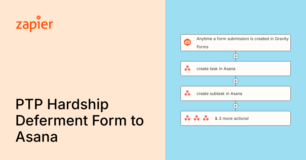 Anytime a form submission is created in Gravity Forms, create task in Asana, create subtask in ...