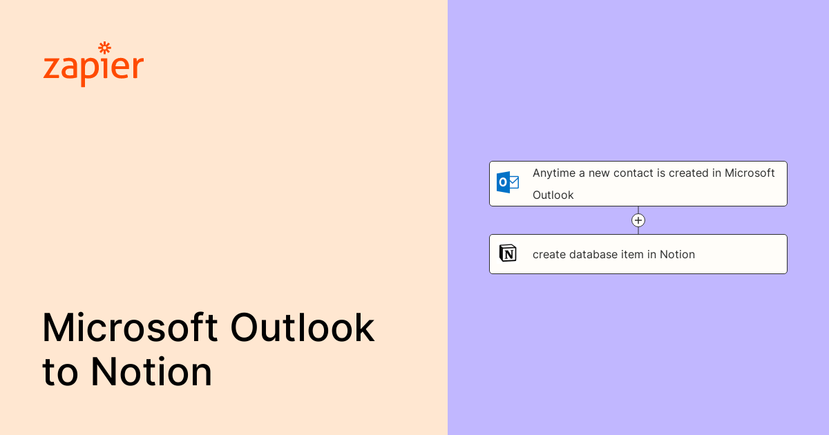 Anytime a new contact is created in Microsoft Outlook, create database item in Notion. | Zapier