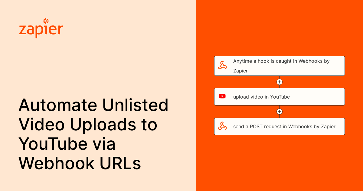 Anytime a hook is caught in Webhooks by Zapier, upload video in YouTube and send a POST request ...