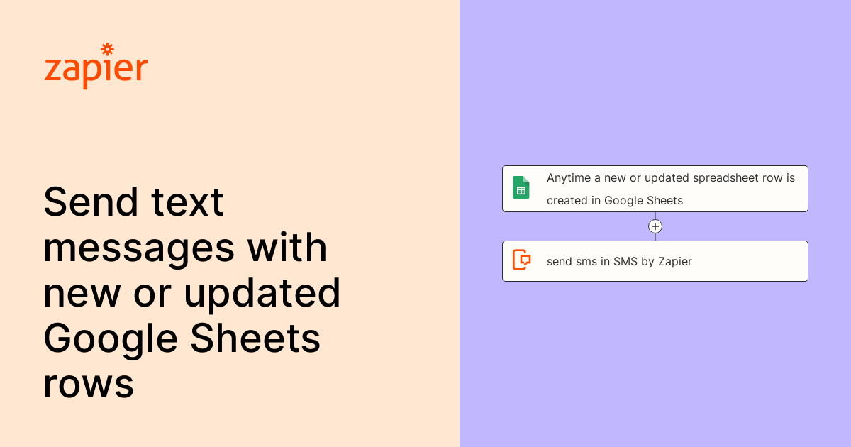 Anytime a new or updated spreadsheet row is created in Google Sheets, send sms in SMS by Zapier ...