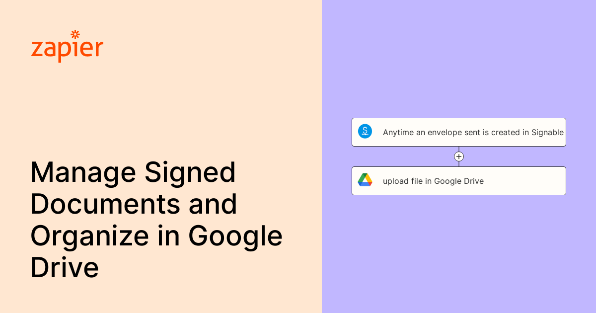 Anytime an envelope is sent in Signable, upload file in Google Drive. | Zapier