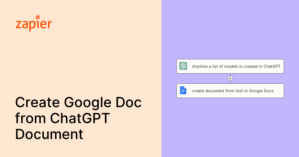 Anytime a list of models is created in ChatGPT, create document from text in Google Docs. | Zapier