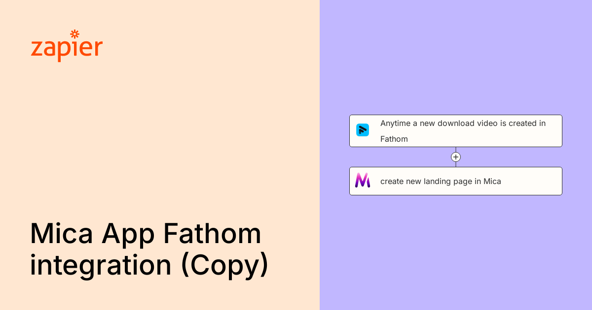 Anytime a new download video is created in Fathom, create new landing page in Mica. | Zapier