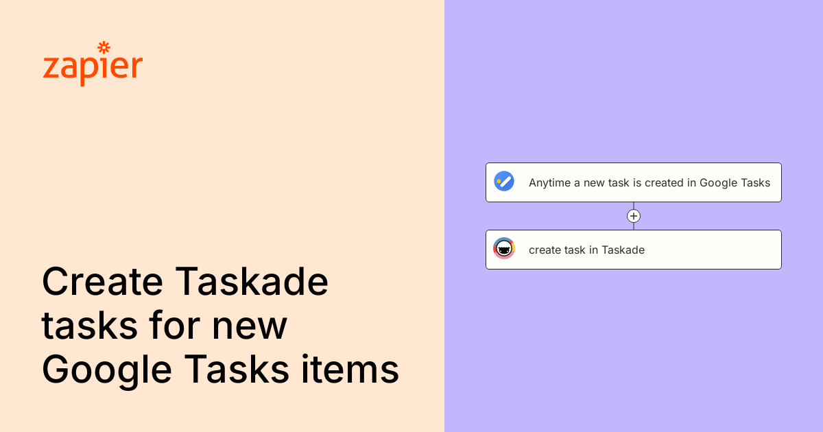 Anytime a new task is created in Google Tasks, create task in Taskade. | Zapier