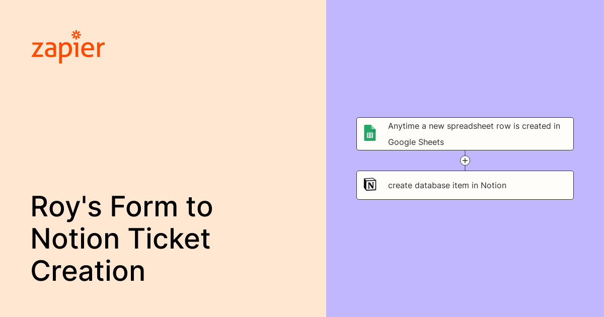 Anytime a new spreadsheet row is created in Google Sheets, create database item in Notion. | Zapier