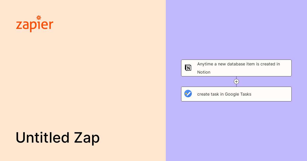 Anytime a new database item is created in Notion, create task in Google Tasks. | Zapier