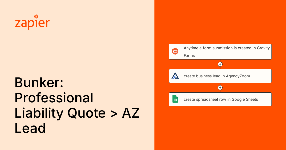 Anytime a form submission is created in Gravity Forms, create business lead in AgencyZoom and ...