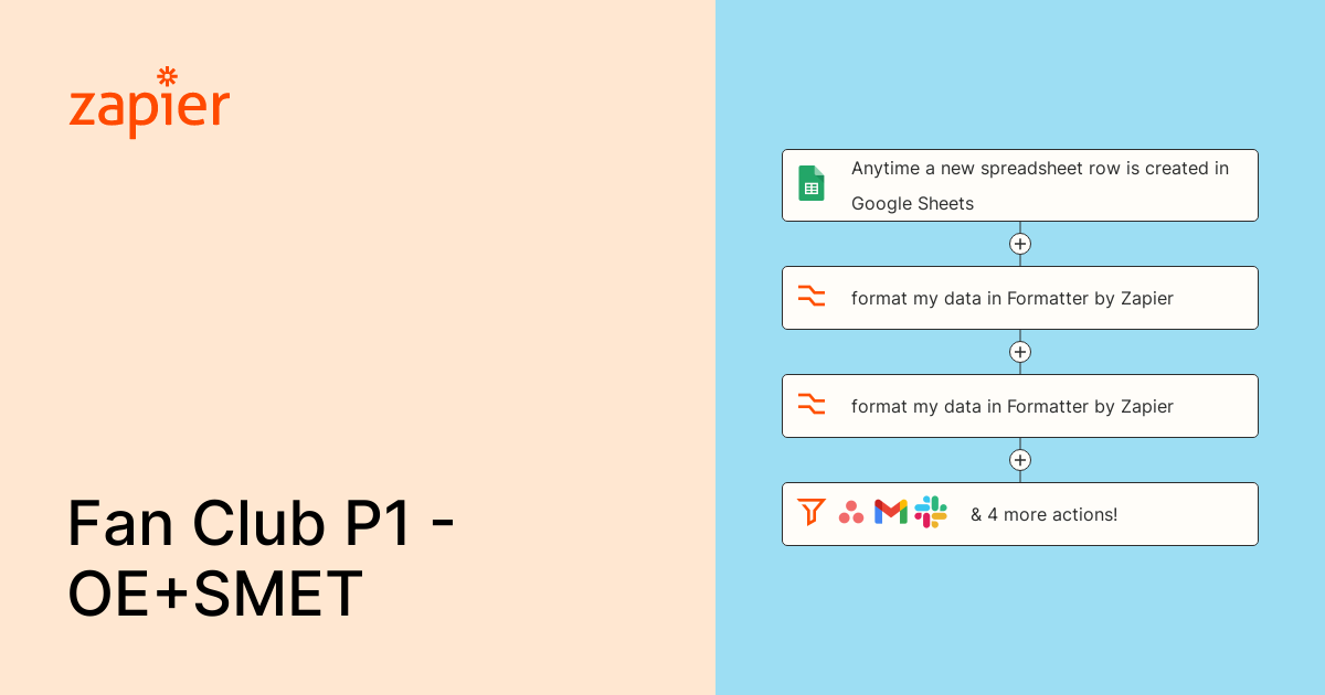 Anytime a new spreadsheet row is created in Google Sheets, format my data in Formatter by Zapier ...