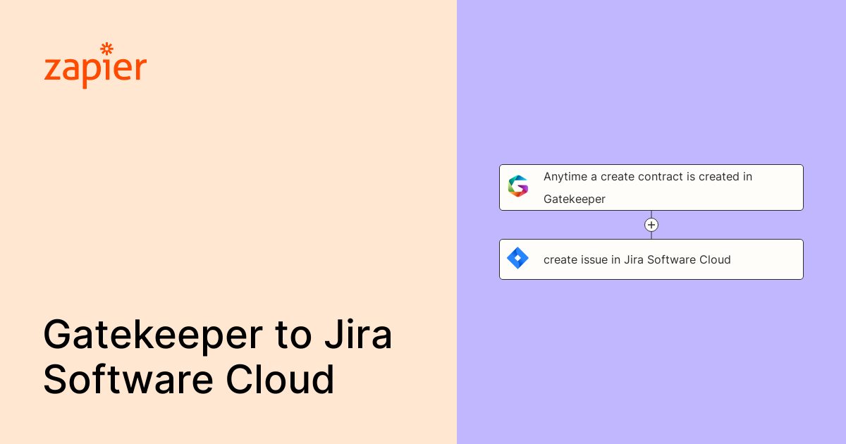 Anytime a create contract is created in Gatekeeper, create issue in Jira Software Cloud. | Zapier