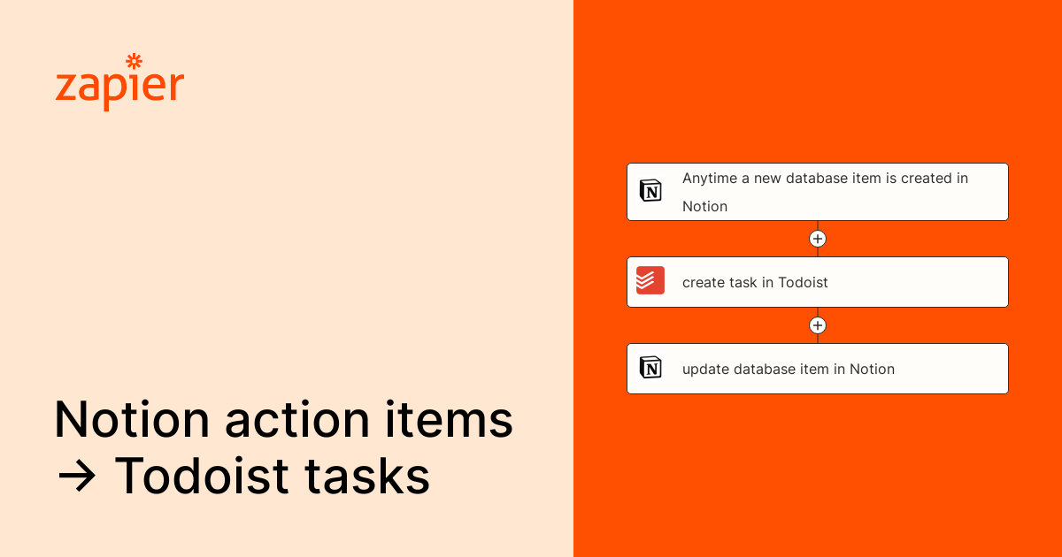 Synchronize your Notion projects with your Todoist task list. Anytime a new database item is ...