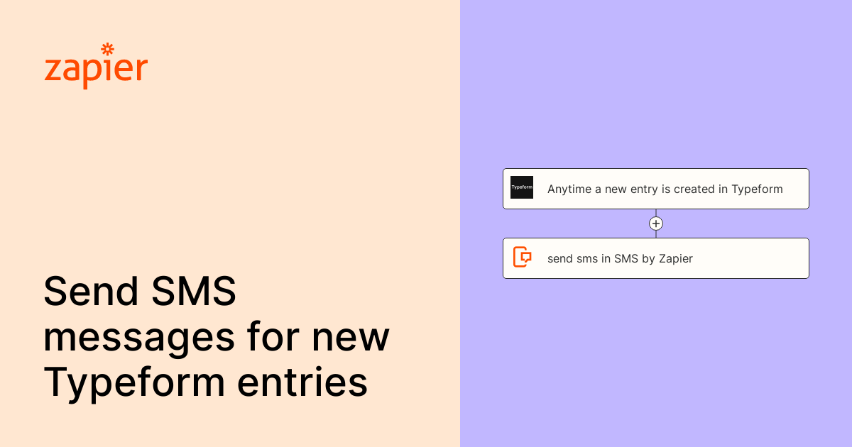 Anytime a new entry is created in Typeform, send sms in SMS by Zapier. | Zapier