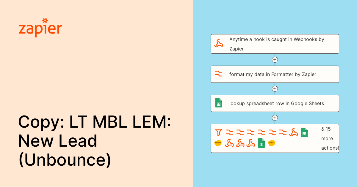 Anytime a hook is caught in Webhooks by Zapier, format my data in Formatter by Zapier, lookup ...