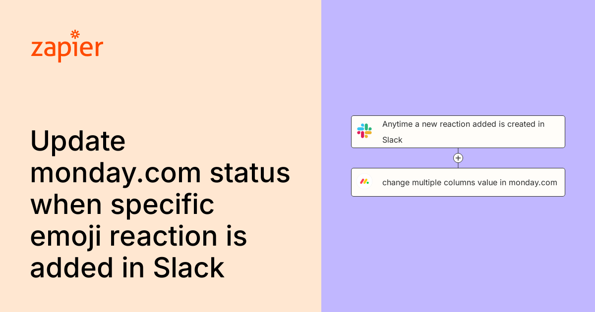 Anytime a new reaction added is created in Slack, change multiple columns value in monday.com ...