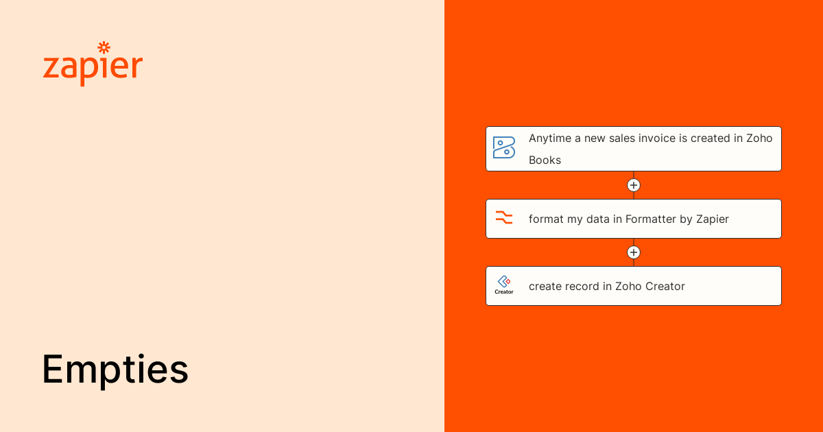 Anytime a new sales invoice is created in Zoho Books, format my data in Formatter by Zapier and ...