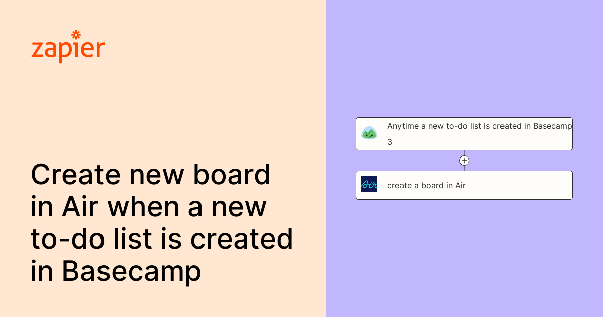 Anytime a new to-do list is created in Basecamp 3, create a board in Air. | Zapier