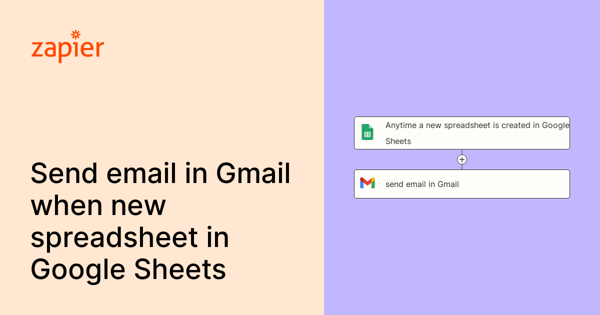 Anytime a new spreadsheet is created in Google Sheets, send email in Gmail. | Zapier