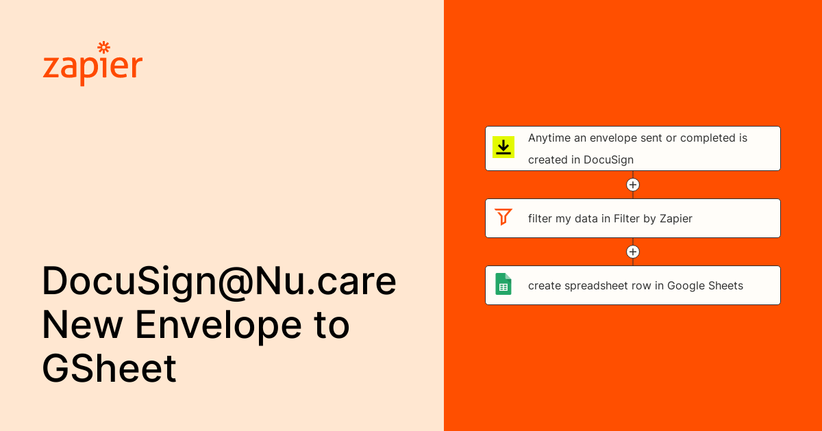 Anytime an envelope sent or completed is created in DocuSign, filter my data in Filter by Zapier ...