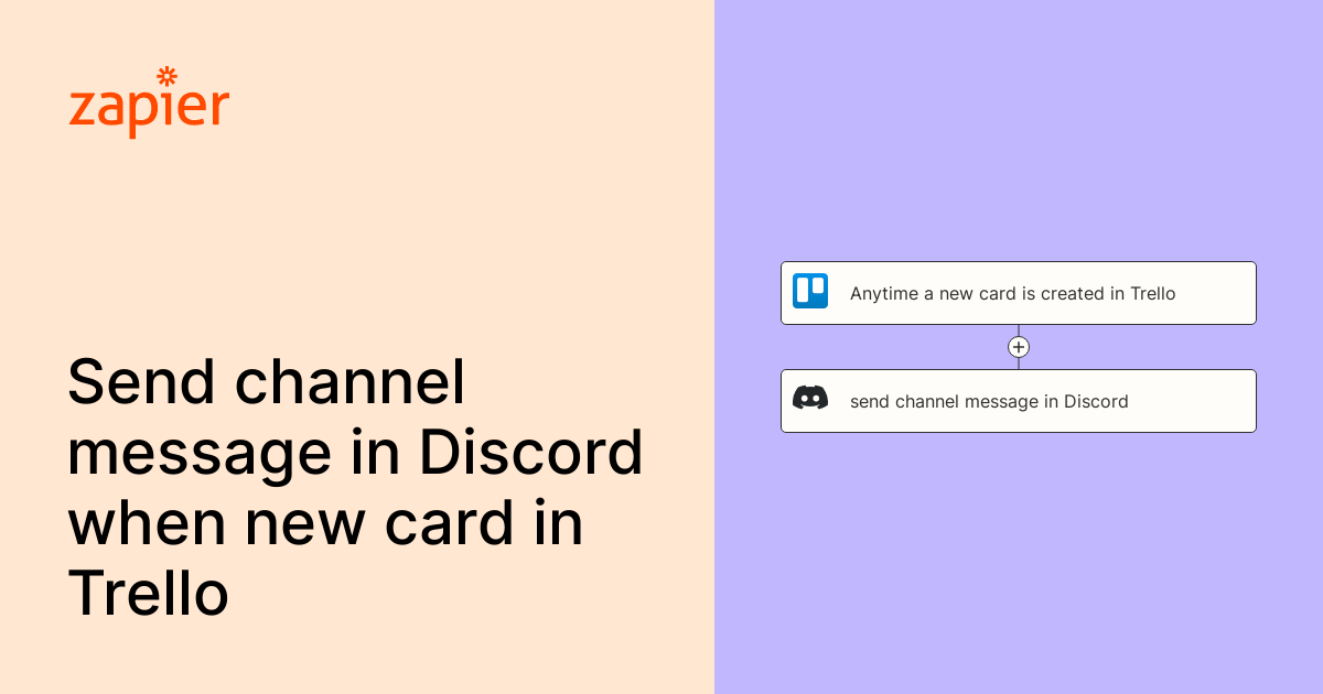 Anytime a new card is created in Trello, send channel message in Discord. | Zapier