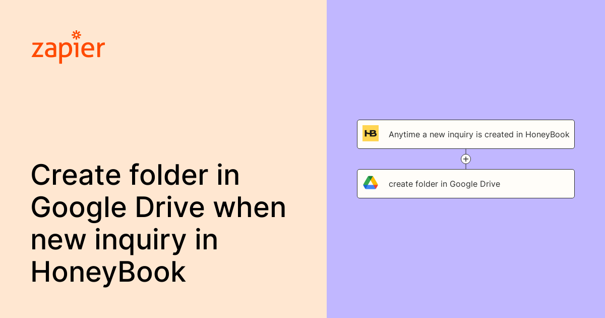 Anytime a new inquiry is created in HoneyBook, create folder in Google Drive. | Zapier