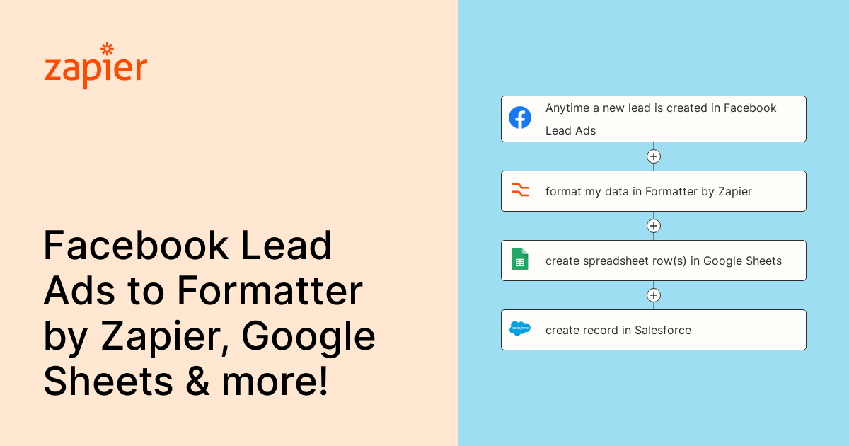 Anytime a new lead is created in Facebook Lead Ads, format my data in Formatter by Zapier ...