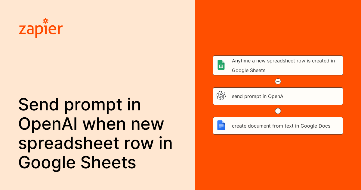 Anytime a new spreadsheet row is created in Google Sheets, send prompt in OpenAI and create ...
