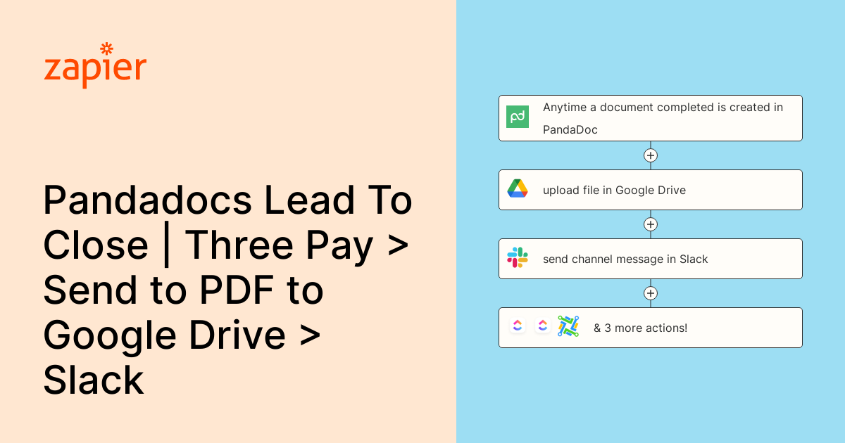 Anytime a document completed is created in PandaDoc, upload file in Google Drive, send channel ...