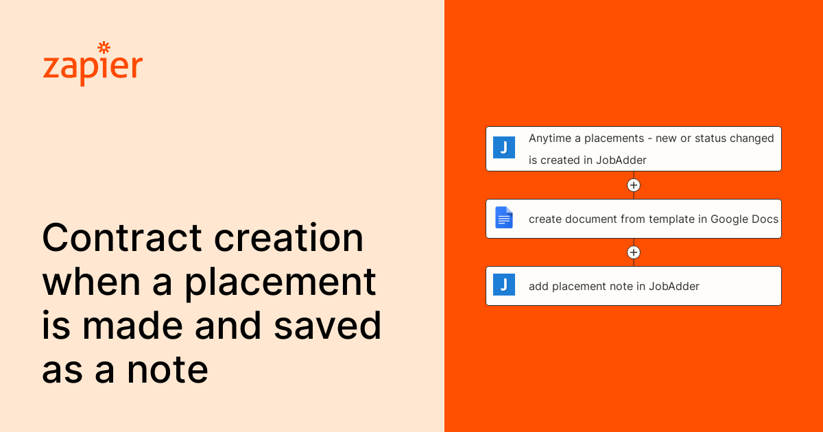 Anytime a placements - new or status changed is created in JobAdder ...