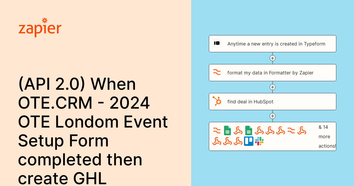 Anytime a new entry is created in Typeform, format my data in Formatter by Zapier, find deal in ...