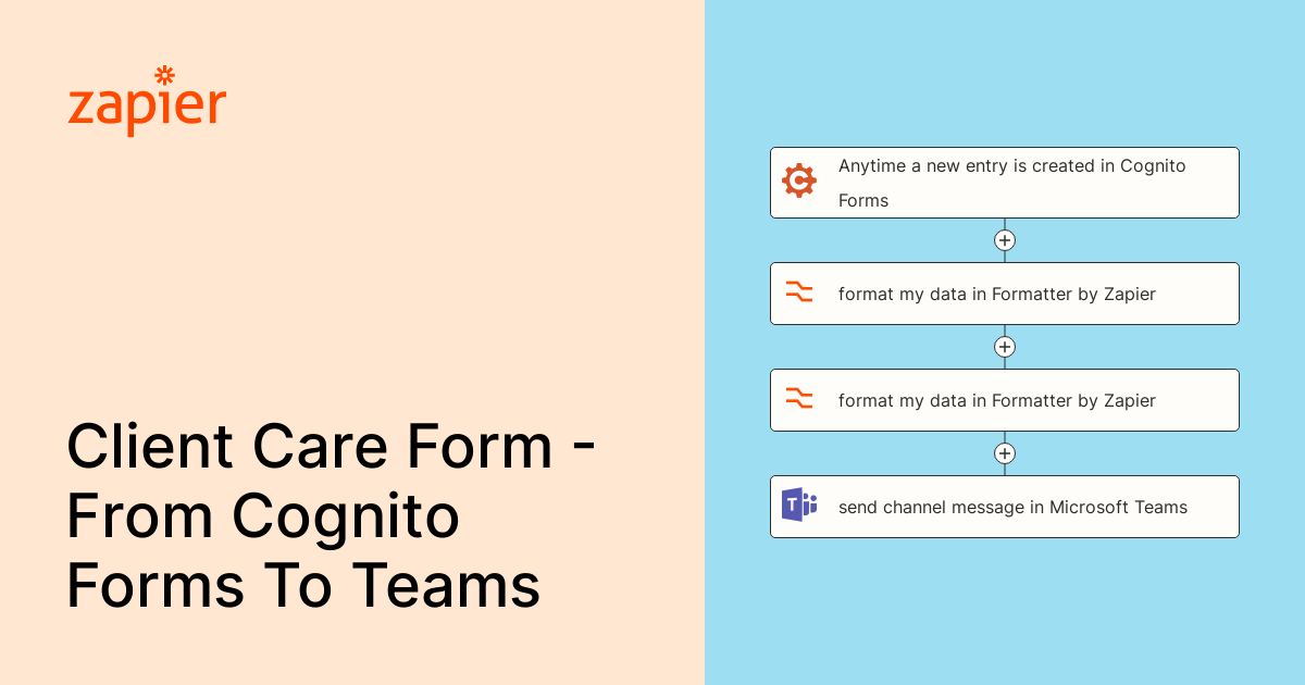 Anytime a new entry is created in Cognito Forms it takes the form, puts the details in the Teams ...