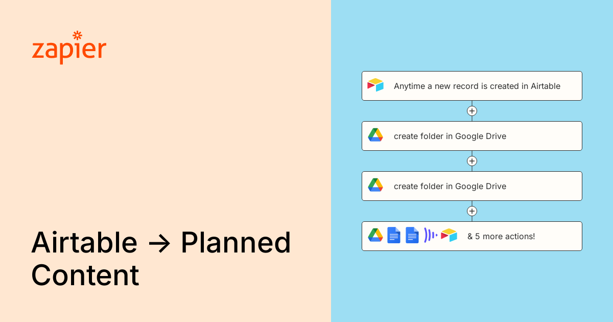 Anytime a new record is created in Airtable, create folder in Google Drive, create folder in ...