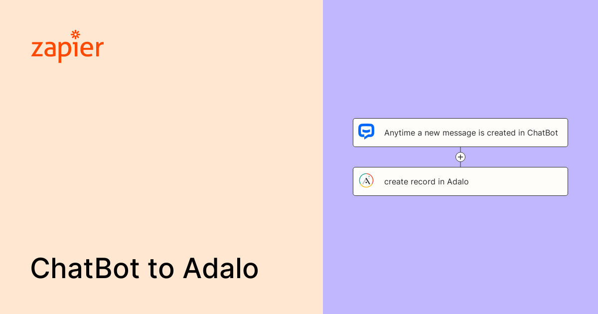 Anytime a new message is created in ChatBot, create record in Adalo. | Zapier