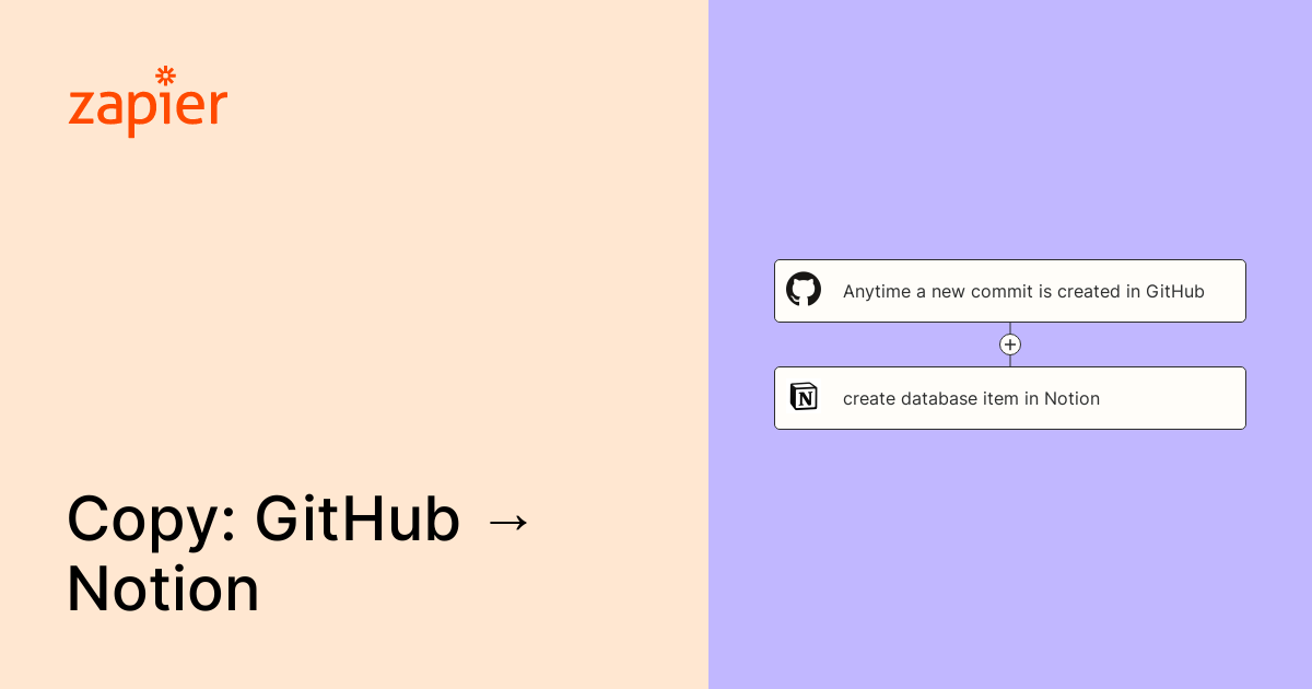 Anytime a new commit is created in GitHub, create database item in Notion. | Zapier