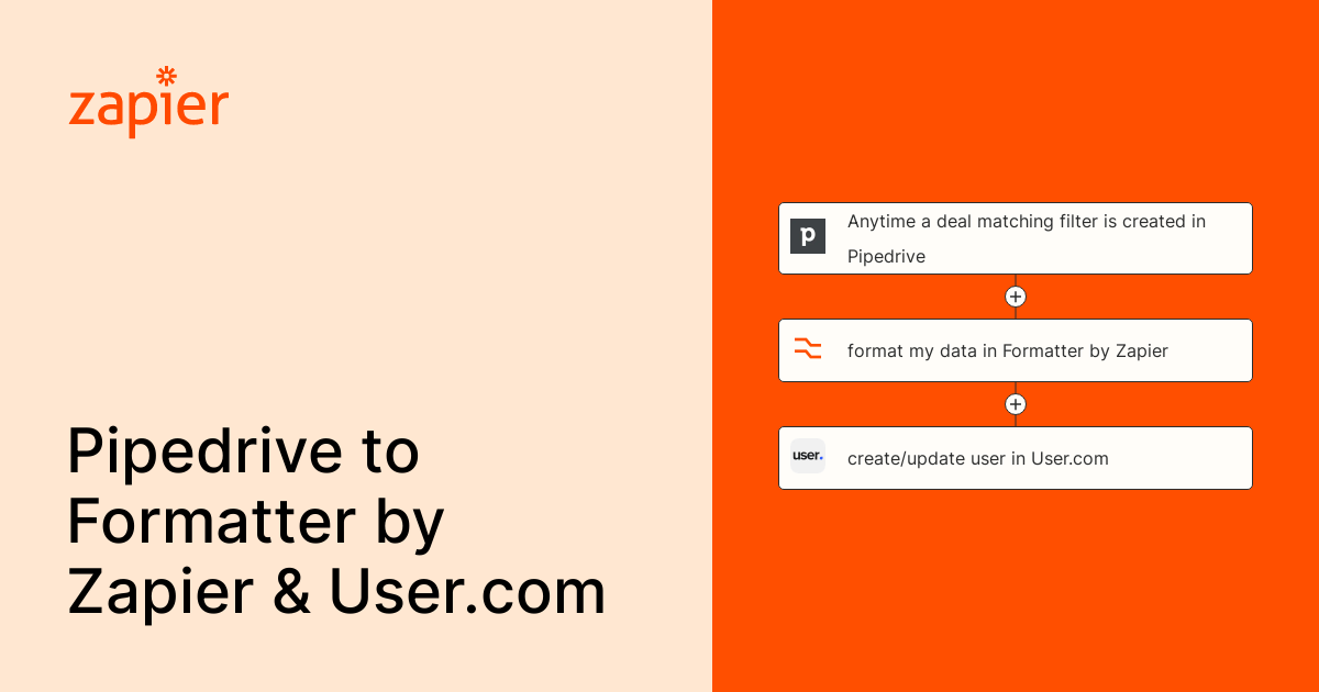 Anytime a deal matching filter is created in Pipedrive, format my data in Formatter by Zapier ...