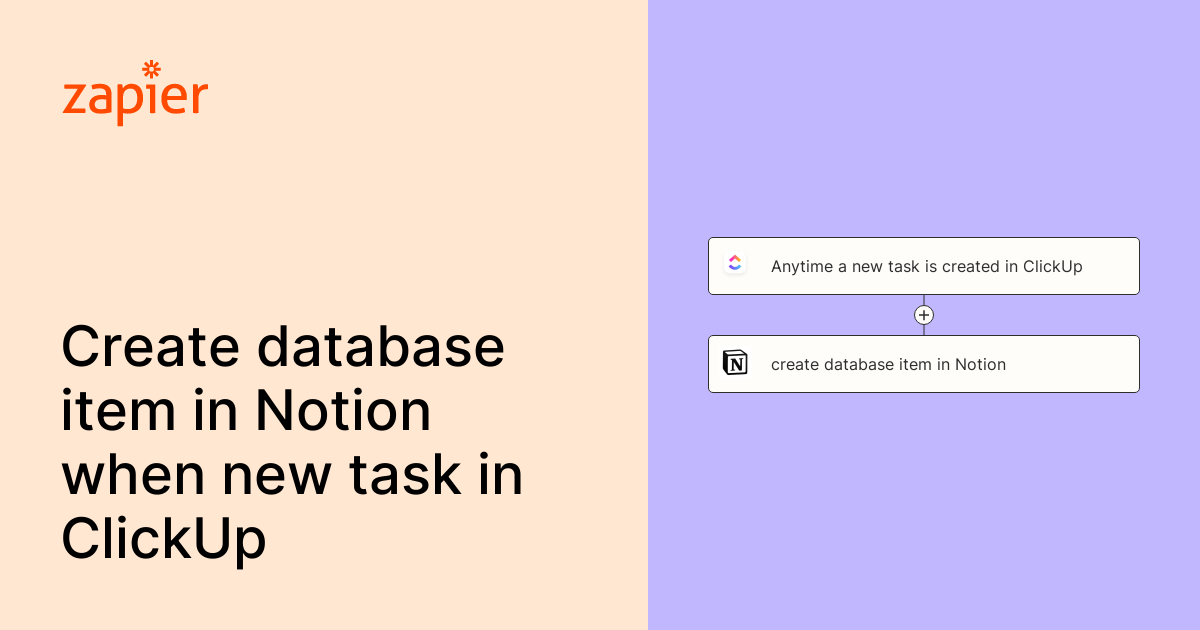 Anytime a new task is created in ClickUp, create database item in Notion. | Zapier