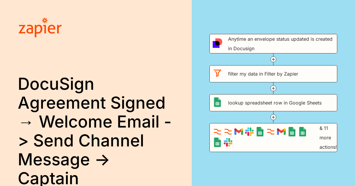 Anytime an envelope status updated is created in Docusign, filter my data in Filter by Zapier ...