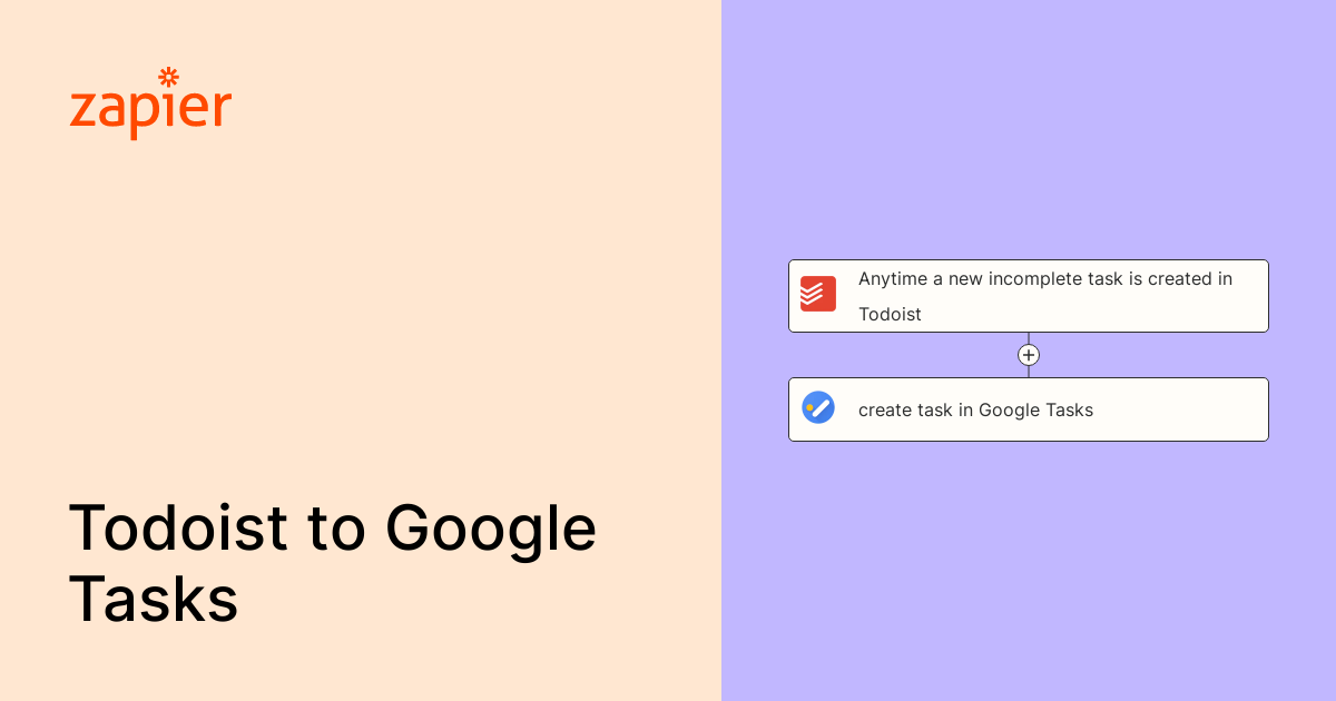 Anytime a new incomplete task is created in Todoist, create task in Google Tasks. | Zapier