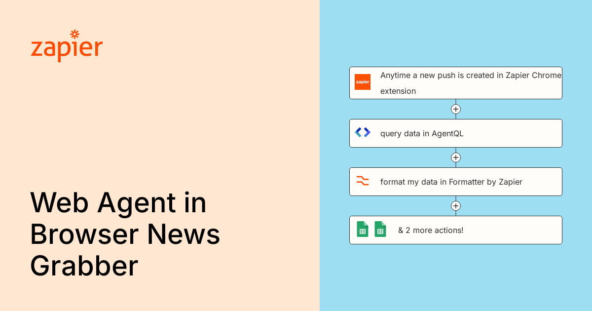 Use Zapier's Chrome extension with AgentQL to send news articles from public web pages to a ...