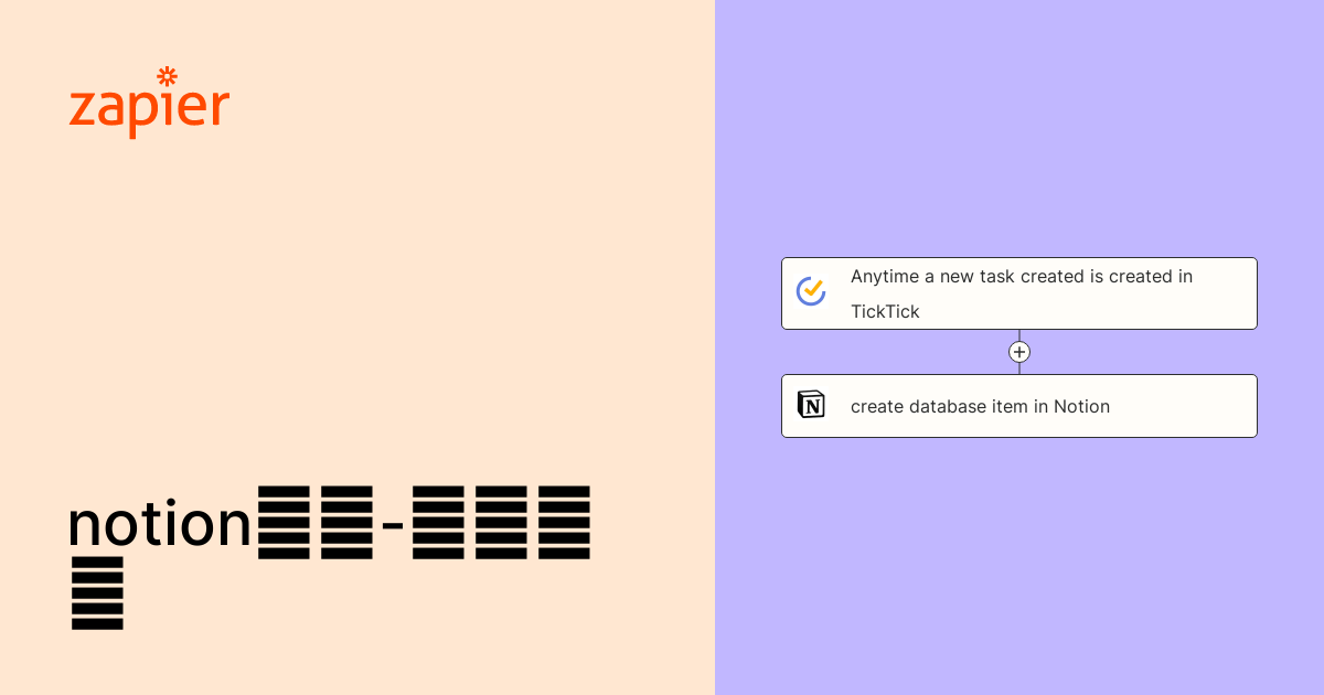 Anytime a new task created is created in TickTick, create database item in Notion. | Zapier