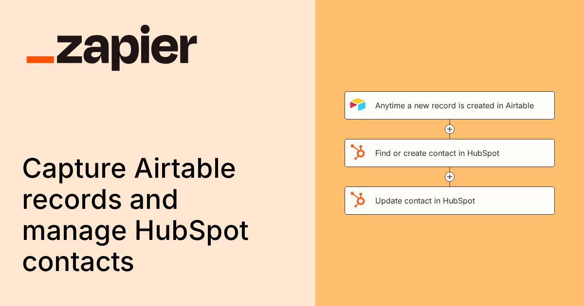 Anytime a new record is created in Airtable, find or create contact in HubSpot and update ...