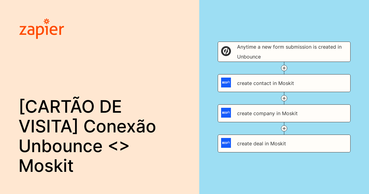 Anytime a new form submission is created in Unbounce, create contact in Moskit, create company ...