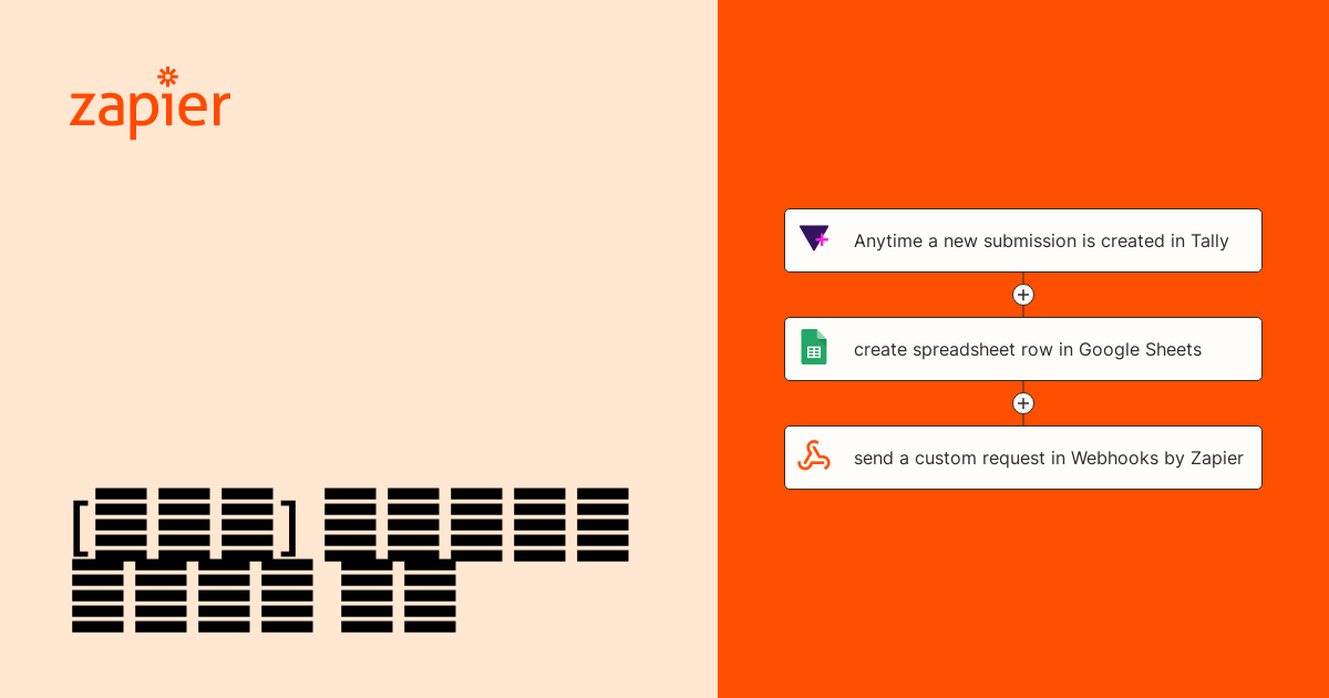 Anytime a new submission is created in Tally, create spreadsheet row in Google Sheets and send a ...