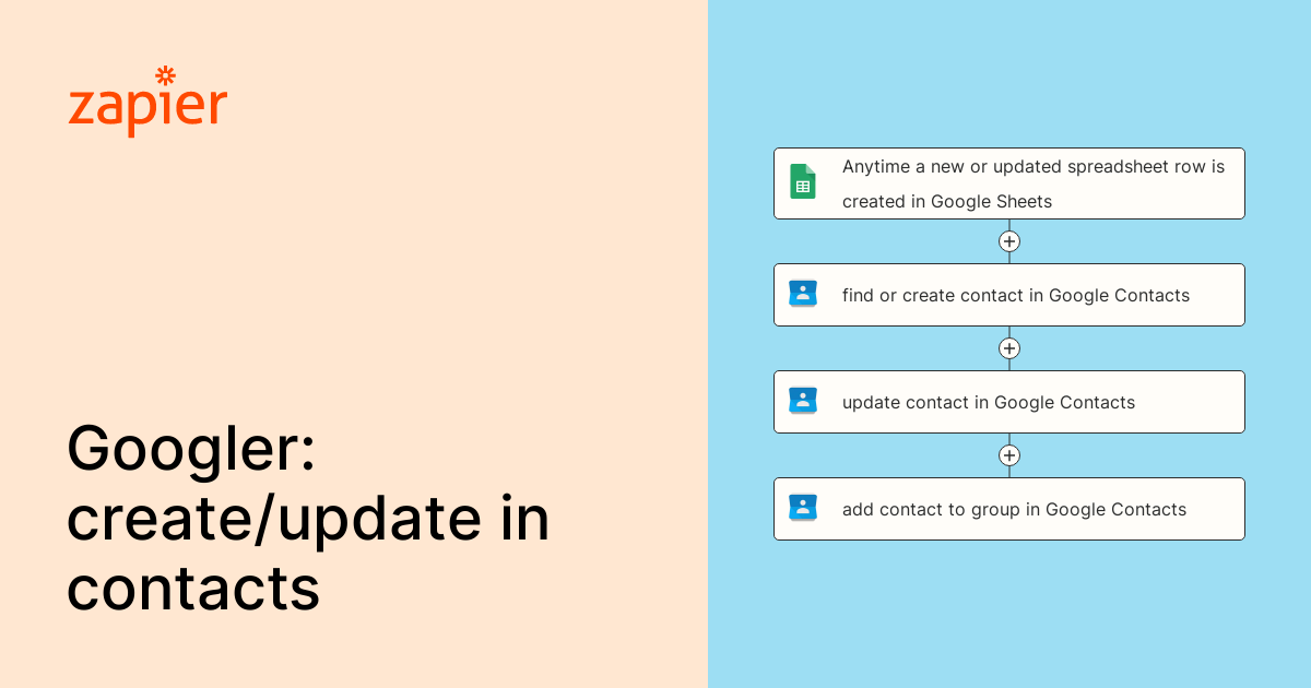 Anytime a new or updated spreadsheet row is created in Google Sheets, find or create contact in ...