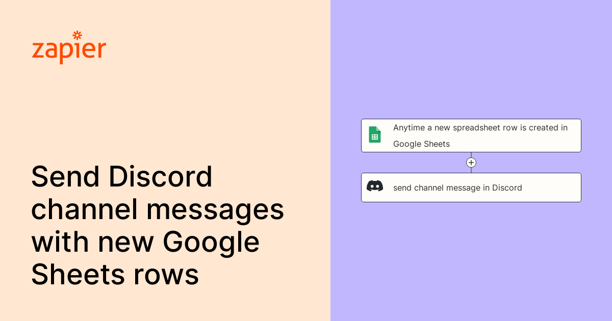 Anytime a new spreadsheet row is created in Google Sheets, send channel message in Discord. | Zapier