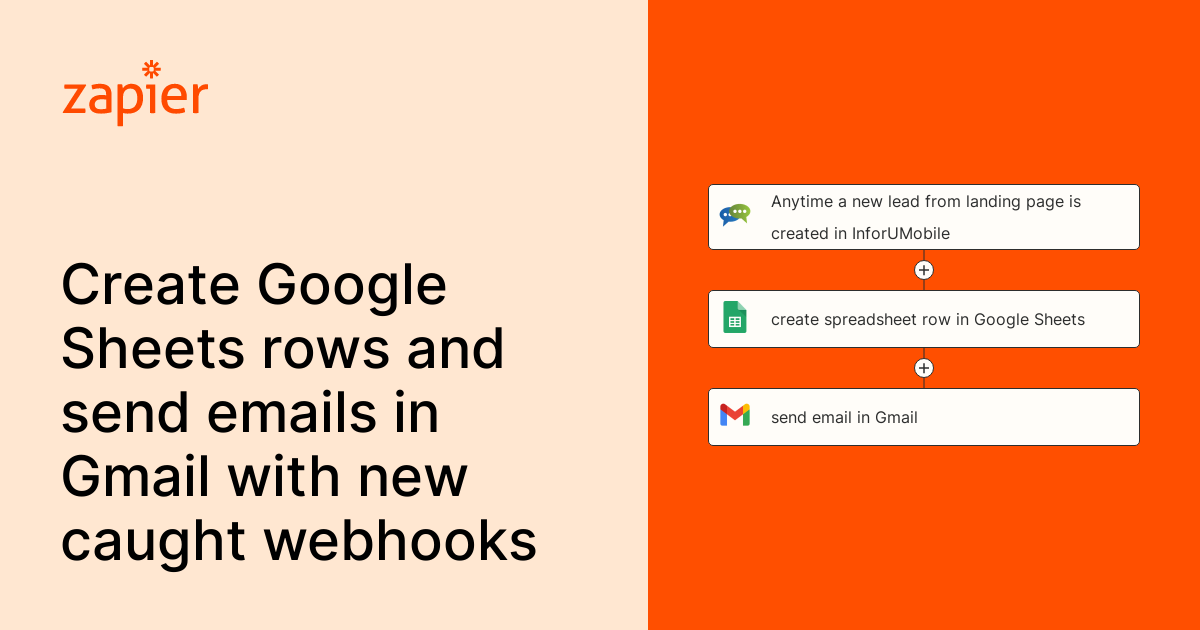 Anytime a new lead from landing page is created in InforUMobile, create spreadsheet row in ...