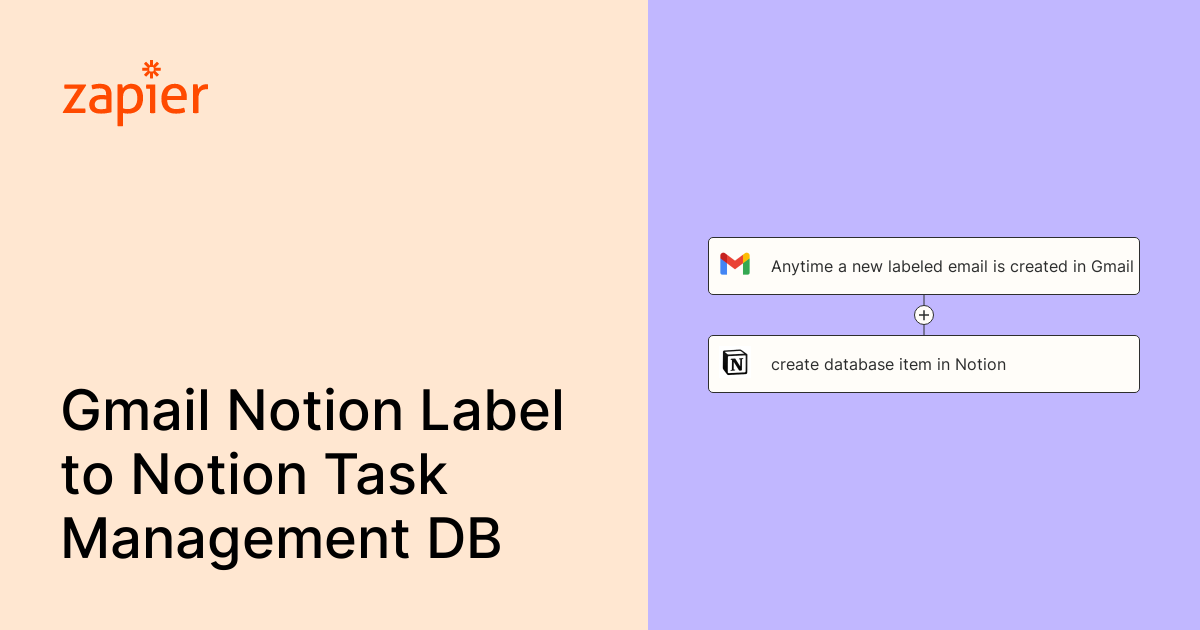 Anytime a new labeled email is created in Gmail, create database item in Notion. | Zapier