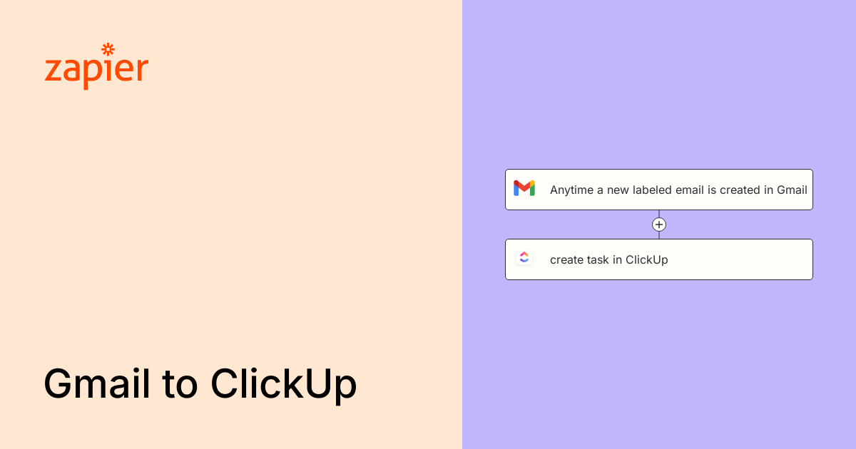 Anytime a new labeled email is created in Gmail, create task in ClickUp. | Zapier