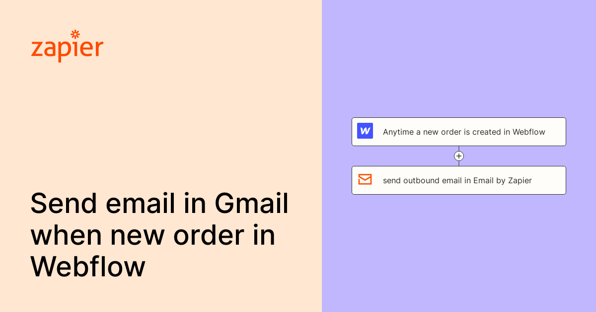 Anytime a new order is created in Webflow, send outbound email in Email by Zapier. | Zapier