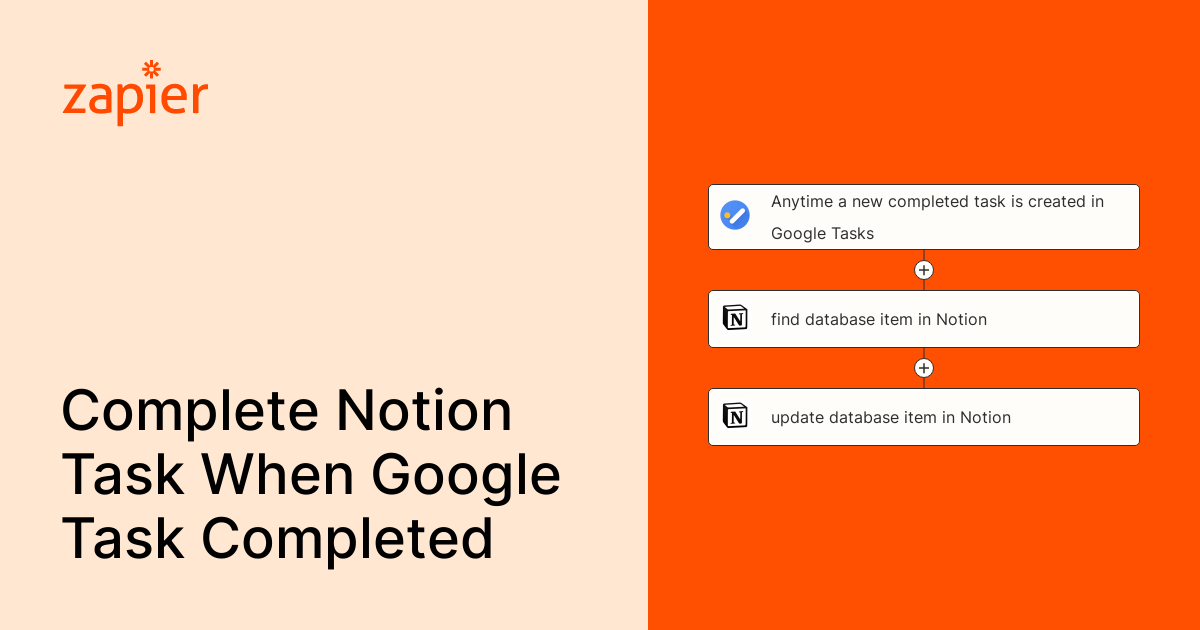 Anytime a new completed task is created in Google Tasks, find database item in Notion and update ...