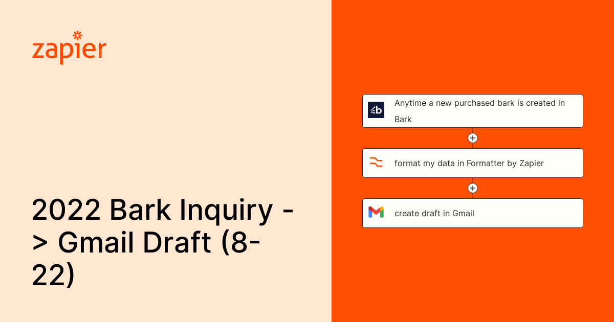 Anytime a new purchased bark is created in Bark, format my data in Formatter by Zapier and ...